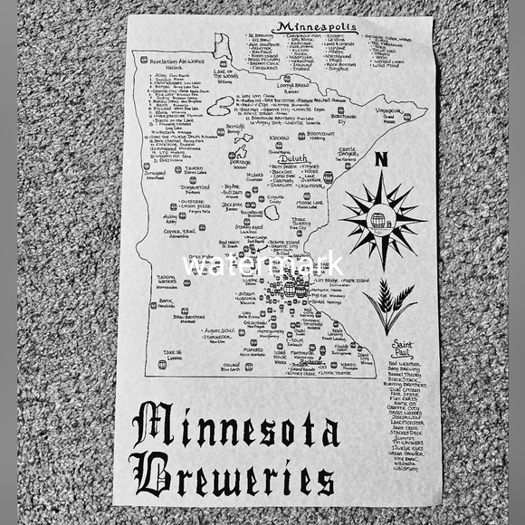 Art | Minnesota Breweries Hand Drawn Fantasy Map | Poshmark